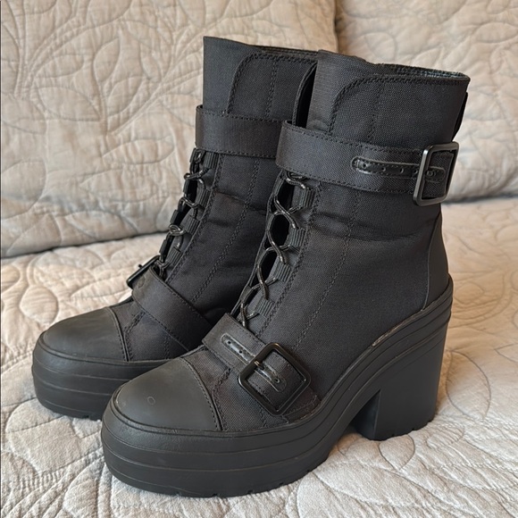 Limelight | Shoes | Limelight Black Lace Up Boots With Chunky Heel ...